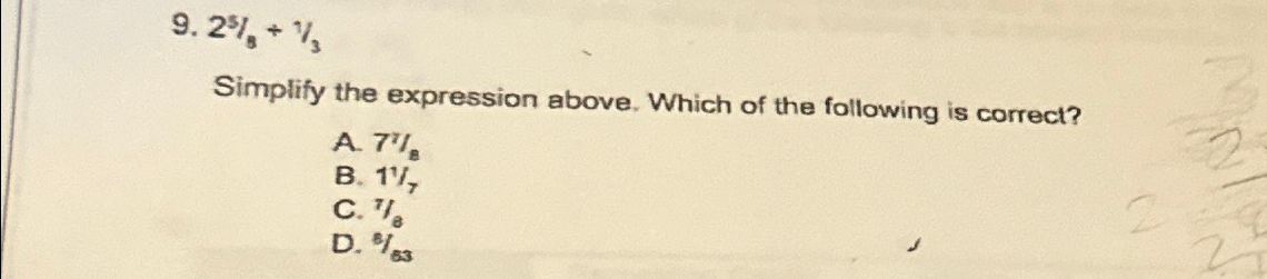 253+13Simplify the expression above. Which of the | Chegg.com
