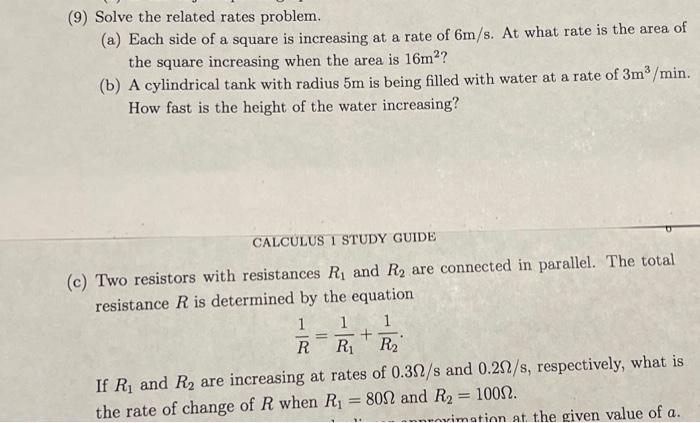 Solved (9) Solve the related rates problem. (a) Each side of | Chegg.com
