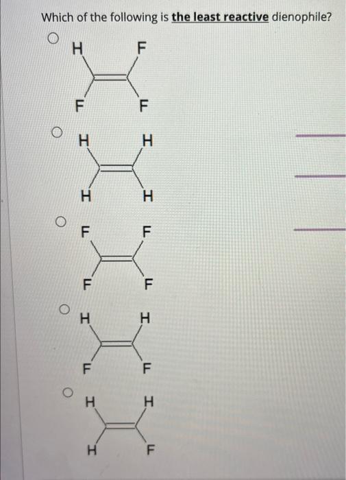 Solved Which of the following is the least reactive | Chegg.com
