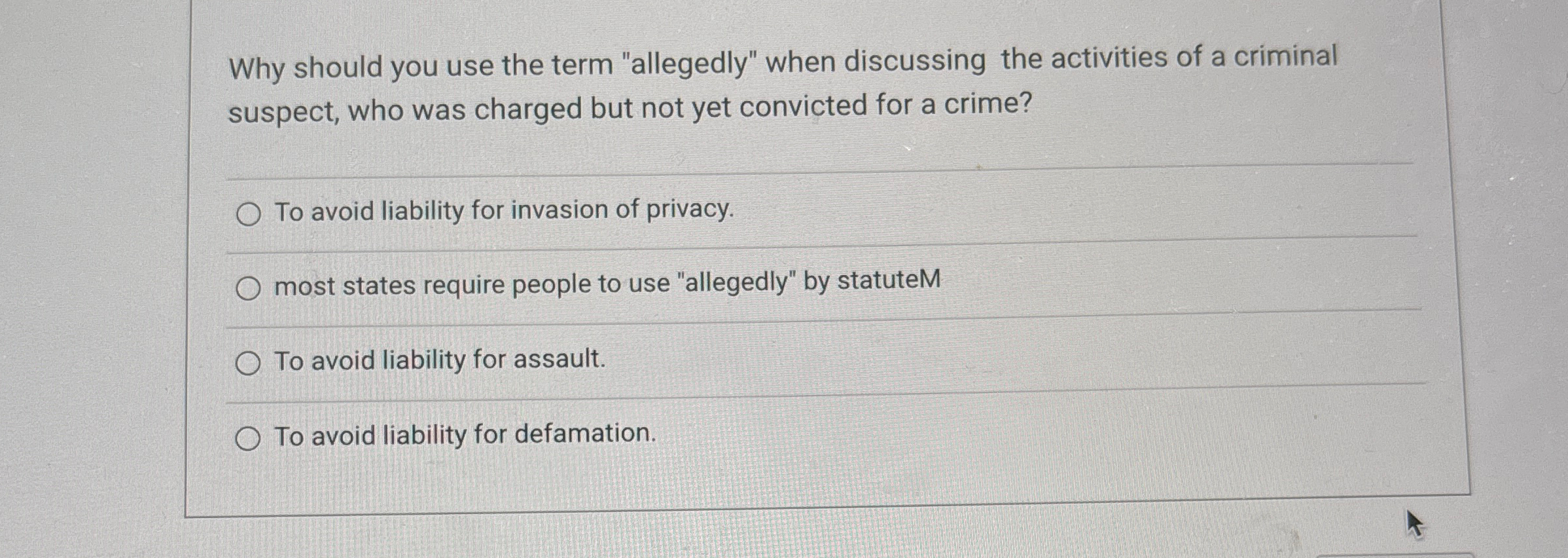 Solved Why should you use the term "allegedly" when | Chegg.com