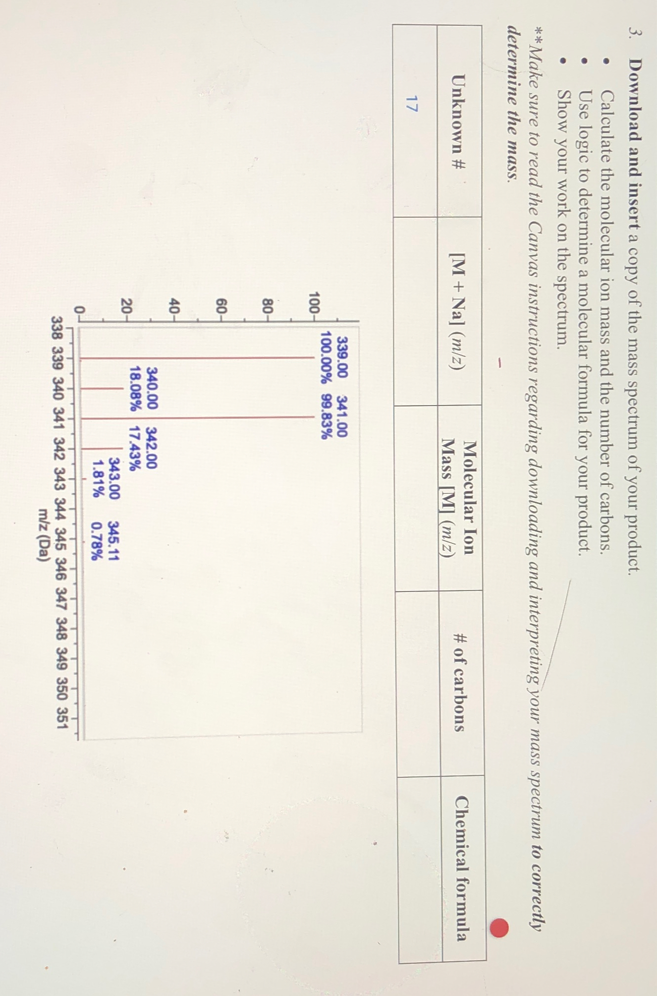 Download and insert a copy of the mass spectrum of | Chegg.com