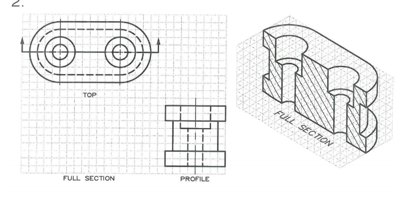 Solved Sketch the front view as a FULL SECTION. Refer to the | Chegg.com