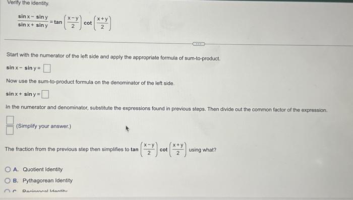 Solved Verify the identity. | Chegg.com