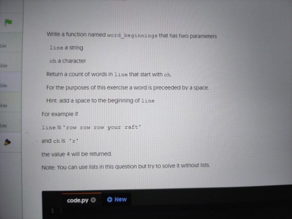 Solved ble Write a function named word_beginnings that has | Chegg.com