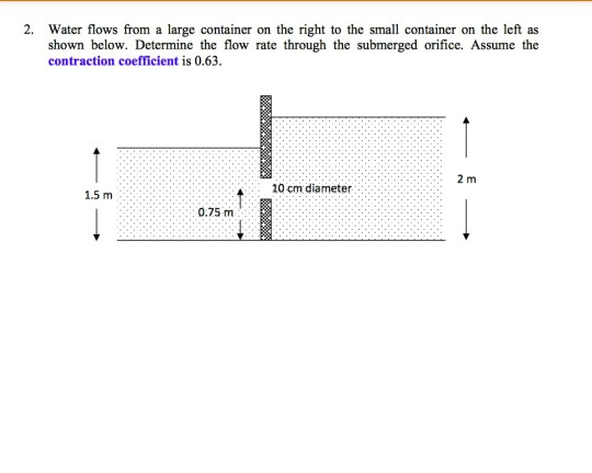 Solved 2. Water flows from a large container on the right to | Chegg.com