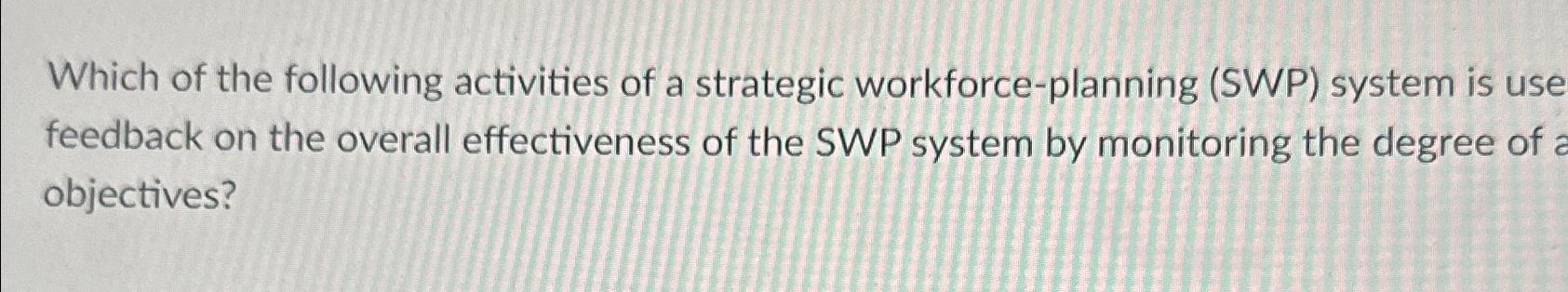 Solved Which of the following activities of a strategic | Chegg.com