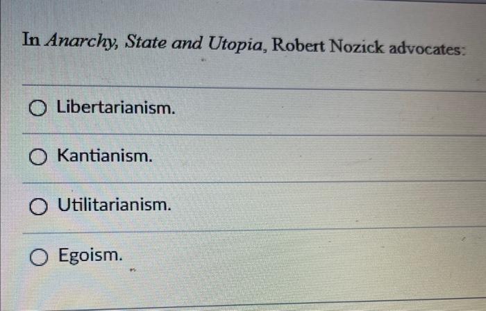 Solved In Anarchy, State and Utopia, Robert Nozick | Chegg.com