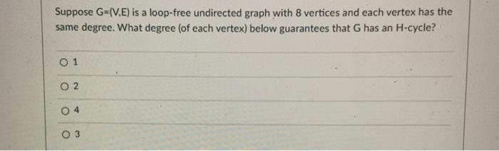 Suppose G=(V.E) is a loop-free undirected graph with | Chegg.com