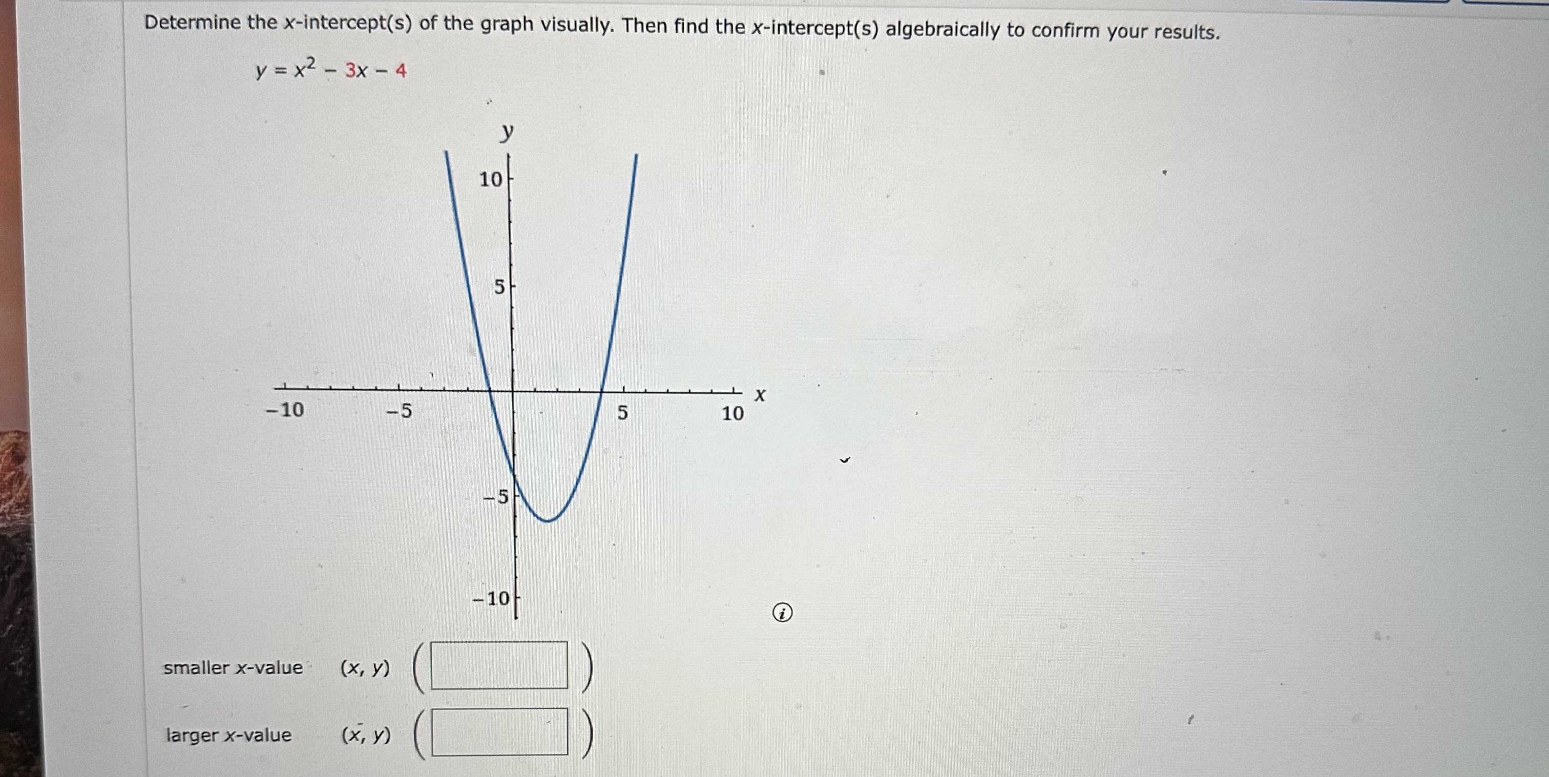 Solved Determine the x-intercept(s) ﻿of the graph visually. | Chegg.com