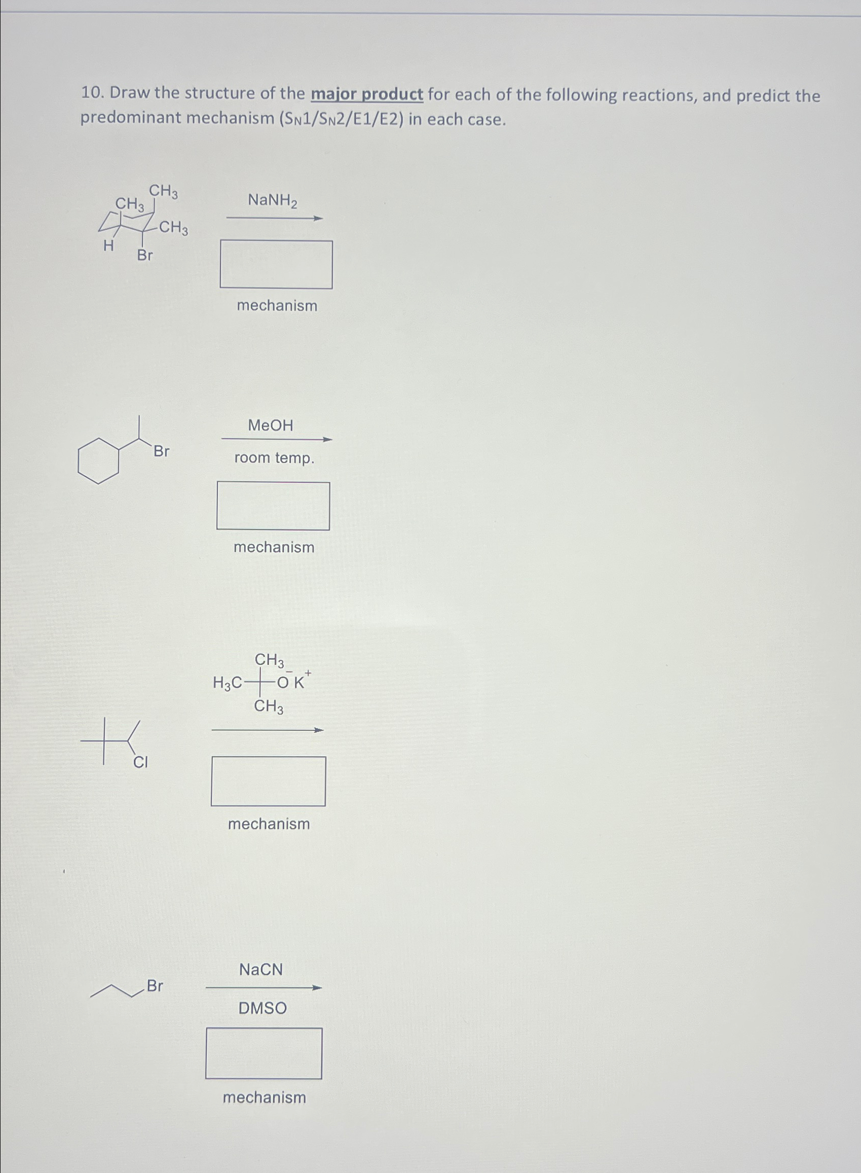 Solved Draw the structure of the major product for each of | Chegg.com