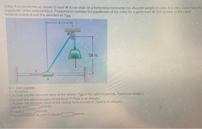 Solved Collar A is connected as shown to load W. It can | Chegg.com
