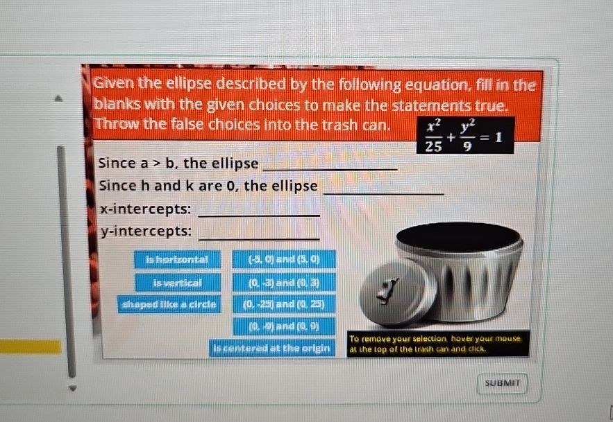 Solved Given the ellipse described by the following | Chegg.com