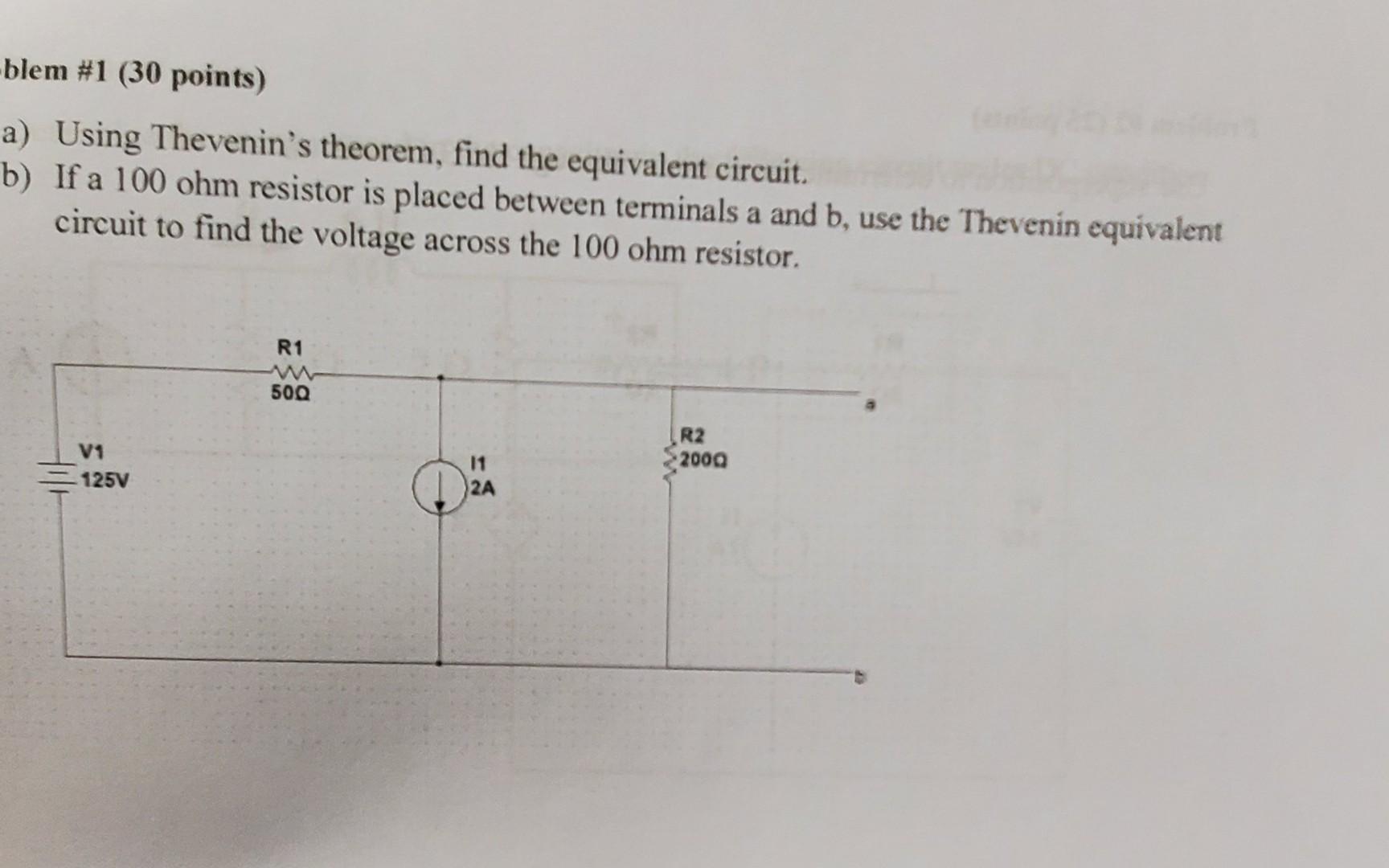 Solved blem \#1 (30 points) a) Using Thevenin's theorem, | Chegg.com