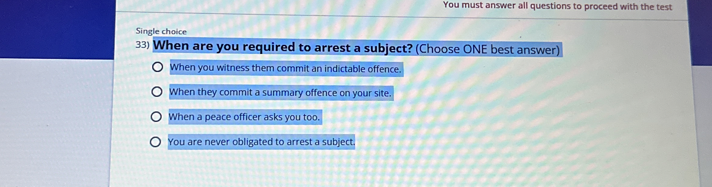 Solved You must answer all questions to proceed with the | Chegg.com