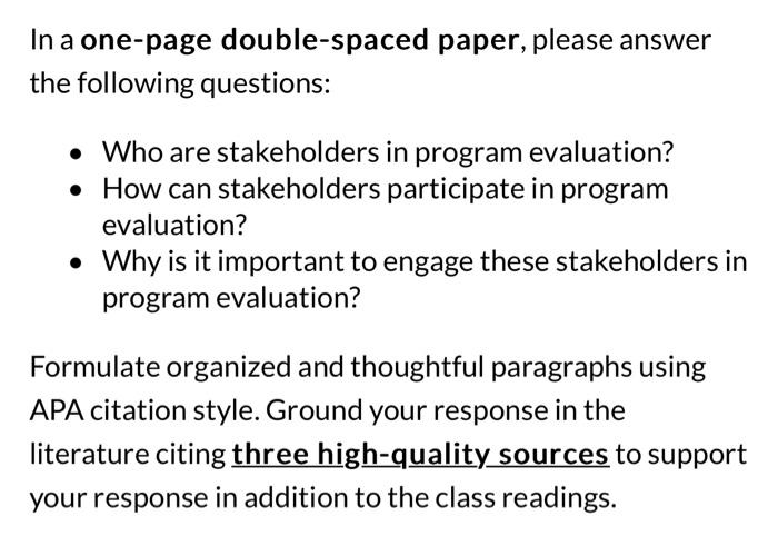 In a one-page double-spaced paper, please answer the | Chegg.com