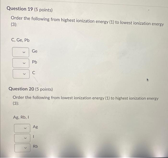 Solved Order the following from smallest (1) to largest (3): | Chegg.com