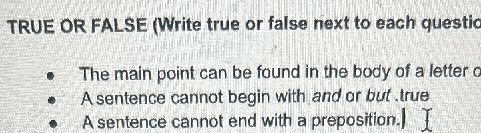 Solved TRUE OR FALSE (Write true or false next to each | Chegg.com
