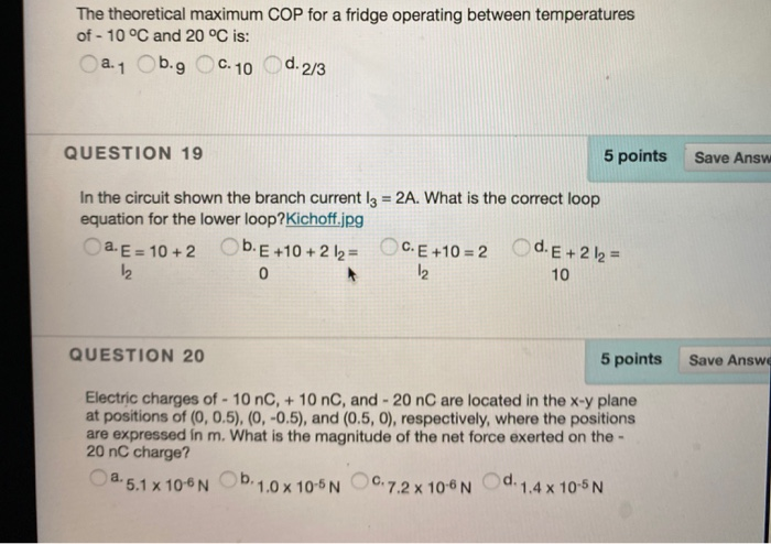 Solved The theoretical maximum COP for a fridge operating | Chegg.com