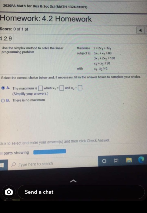 Solved 2020FA Math for Bus & Soc Sci (MATH-1324-81001) | Chegg.com