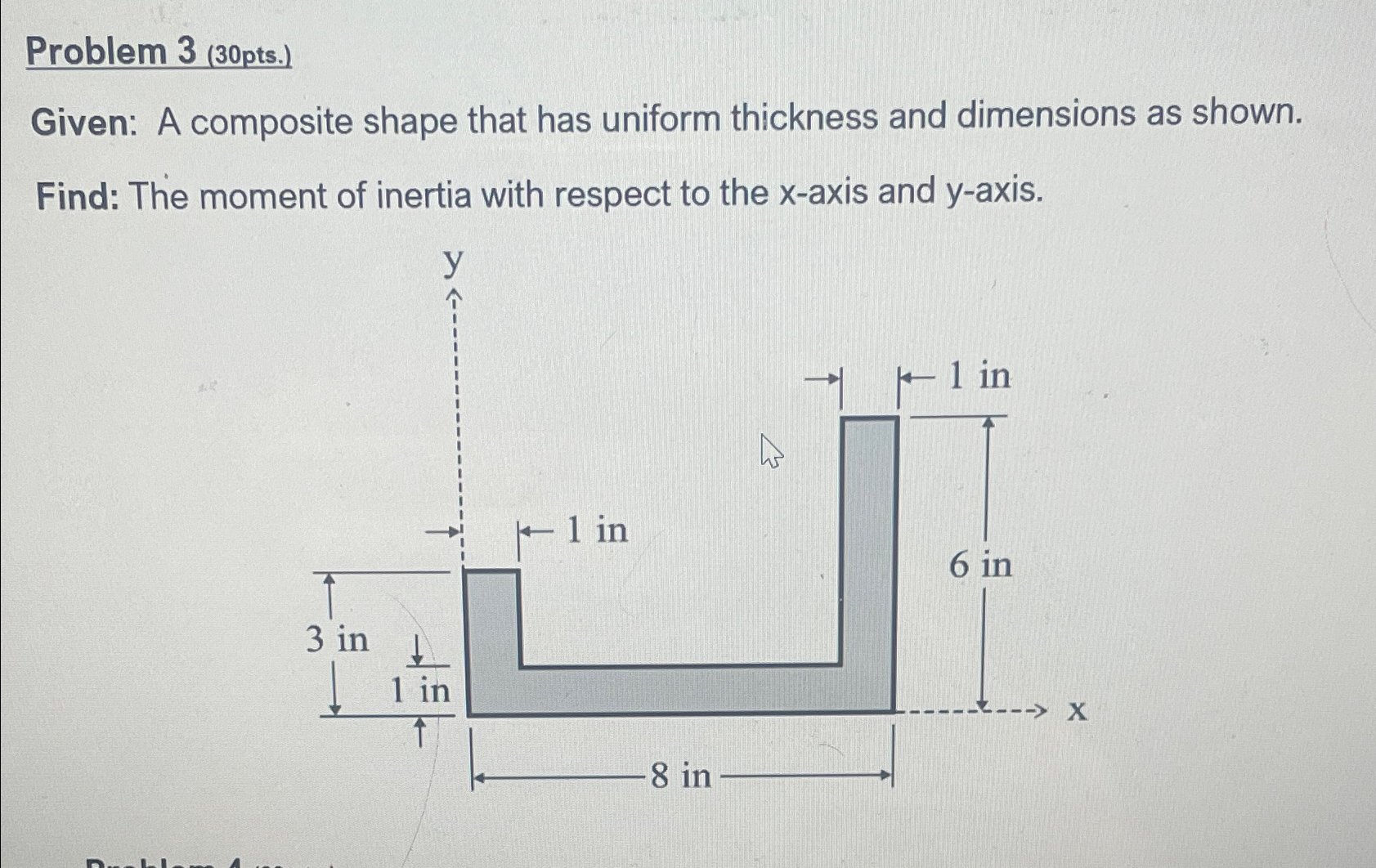 Solved Problem 3 (30pts.)Given: A composite shape that has | Chegg.com