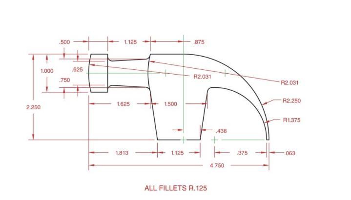 Solved ALL FILLETS R. 125Please show how to make this in | Chegg.com