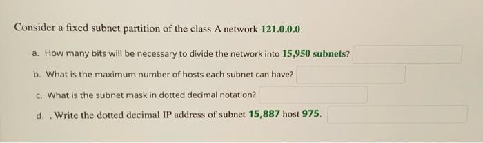 Solved Consider a fixed subnet partition of the class A | Chegg.com