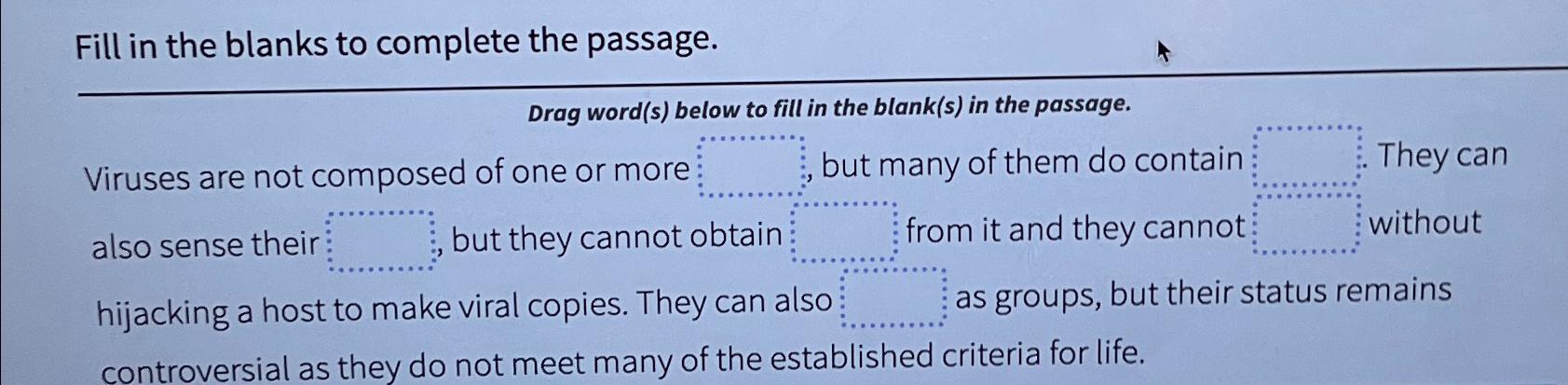 Solved Fill in the blanks to complete the | Chegg.com