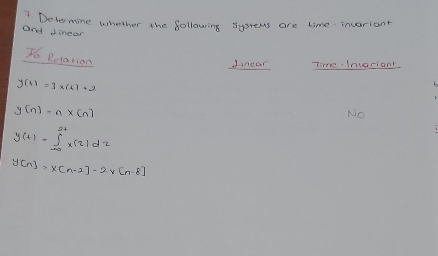 Solved 7. Determine whether the following systems are | Chegg.com