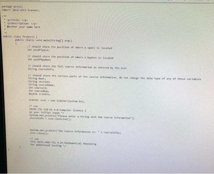 Solved Getting Started Create a project called proj2 (all | Chegg.com