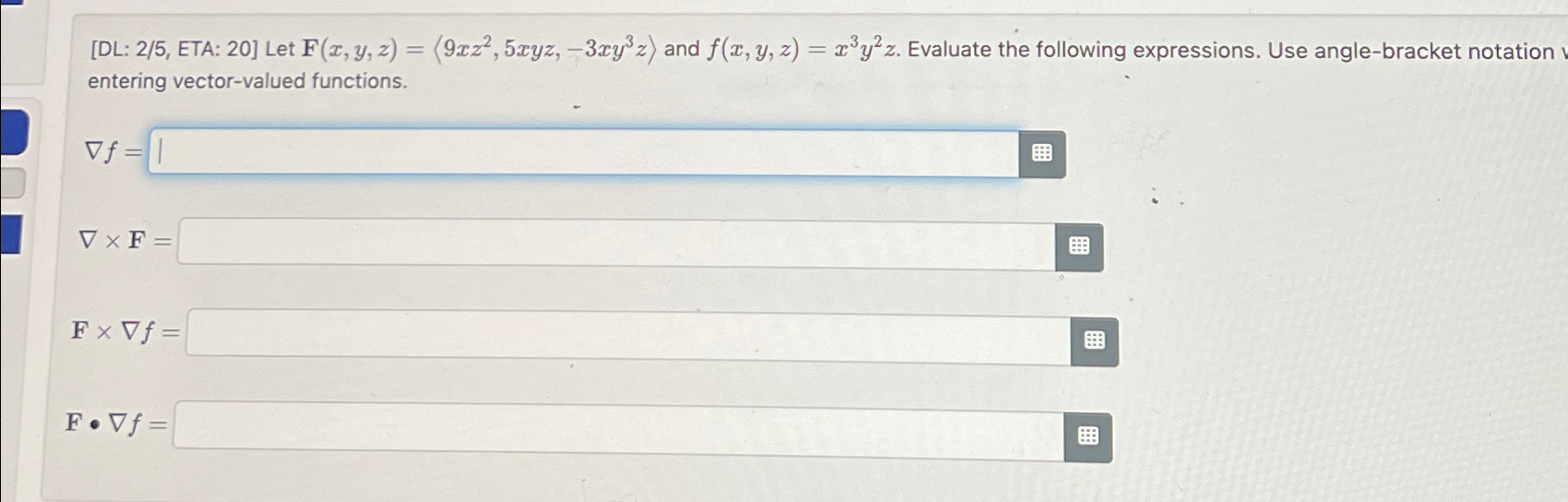 Solved [DL: 2/5, ﻿ETA: 20] ﻿Let | Chegg.com