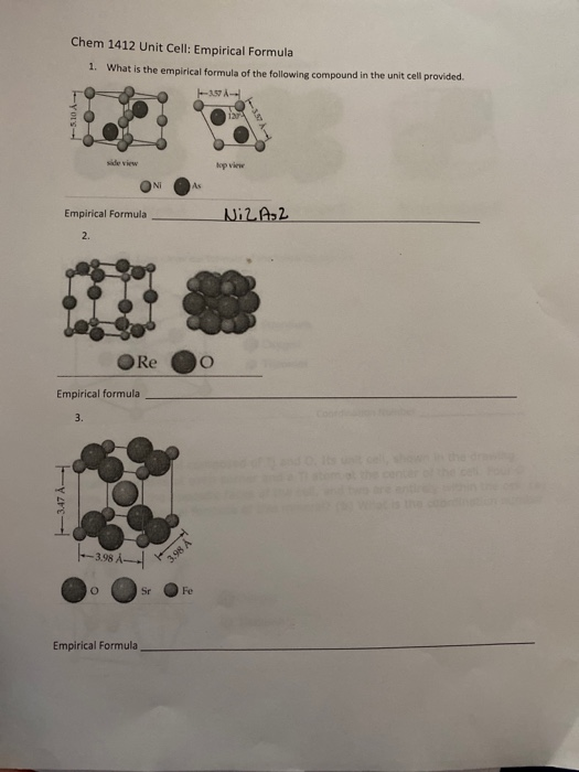 Solved Chem 1412 Unit Cell: Empirical Formula 1. What is the | Chegg.com