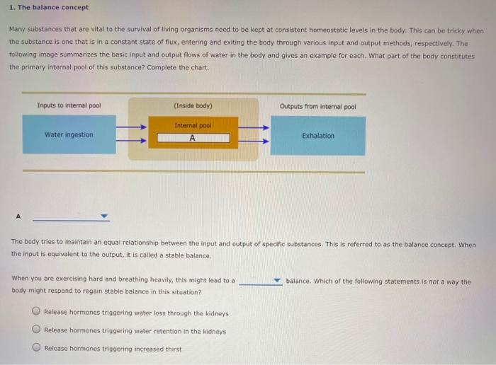 Solved 1. The balance concept Many substances that are vital | Chegg.com