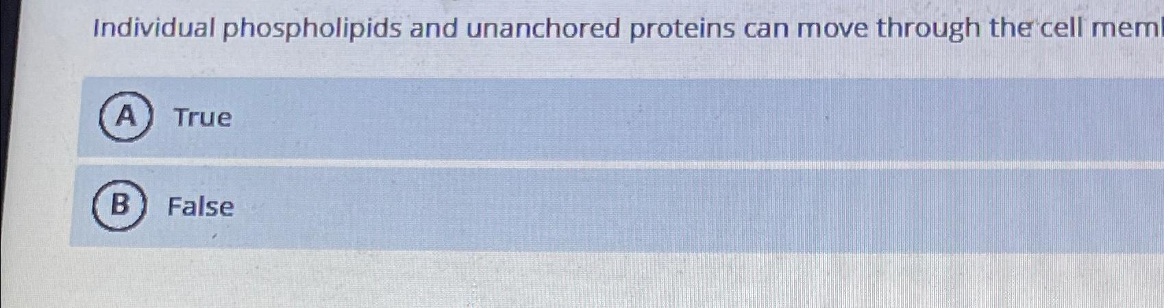 Solved Individual phospholipids and unanchored proteins can | Chegg.com