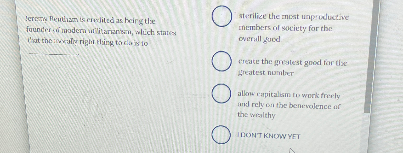 Solved Jeremy Bentham is credited as being the founder of | Chegg.com