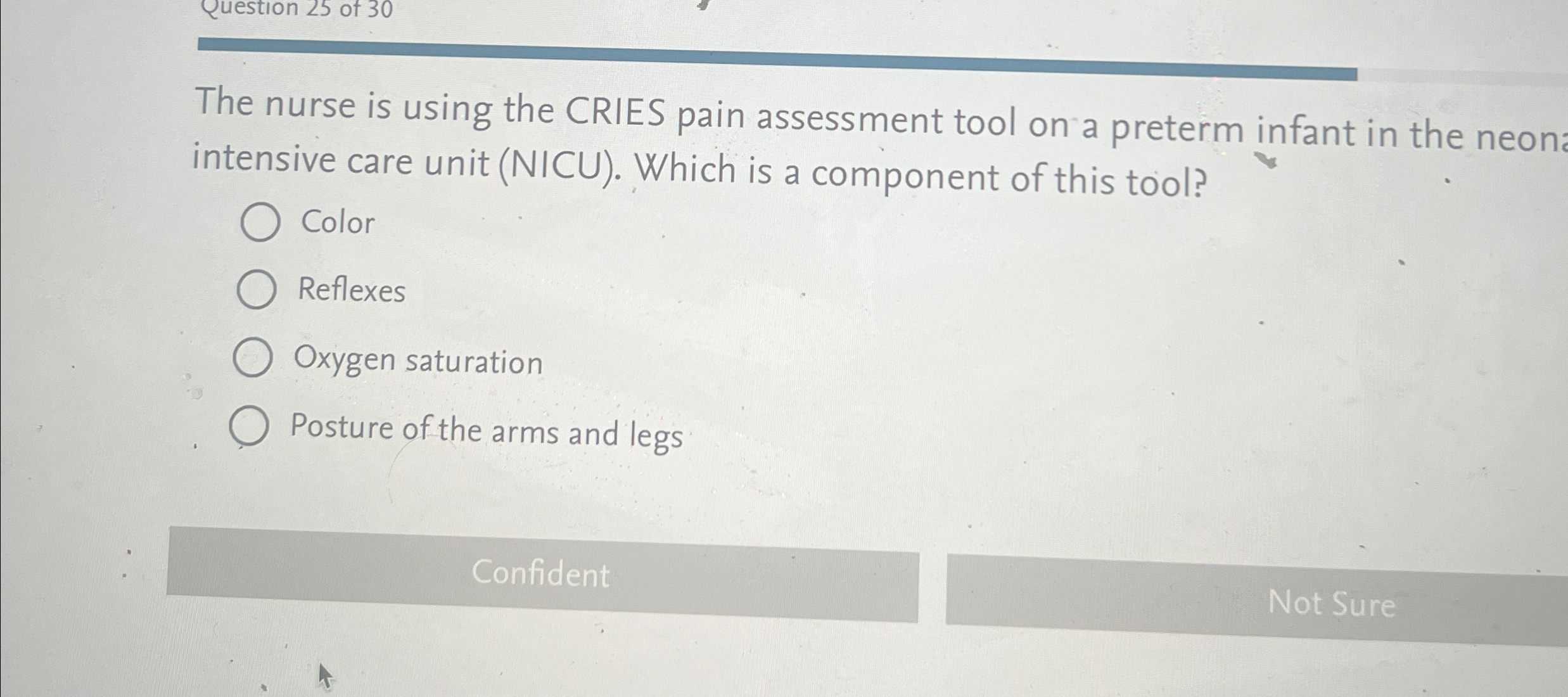 Solved The nurse is using the CRIES pain assessment tool on | Chegg.com