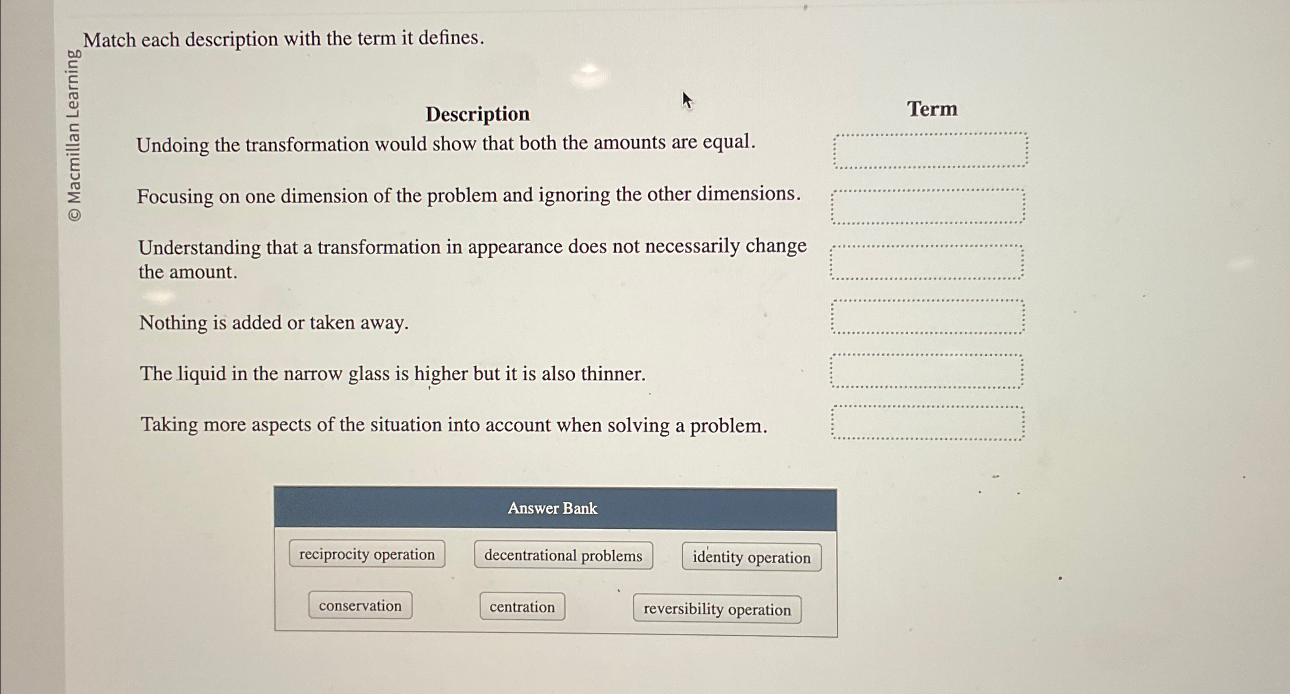 Solved Match each description with the term it | Chegg.com