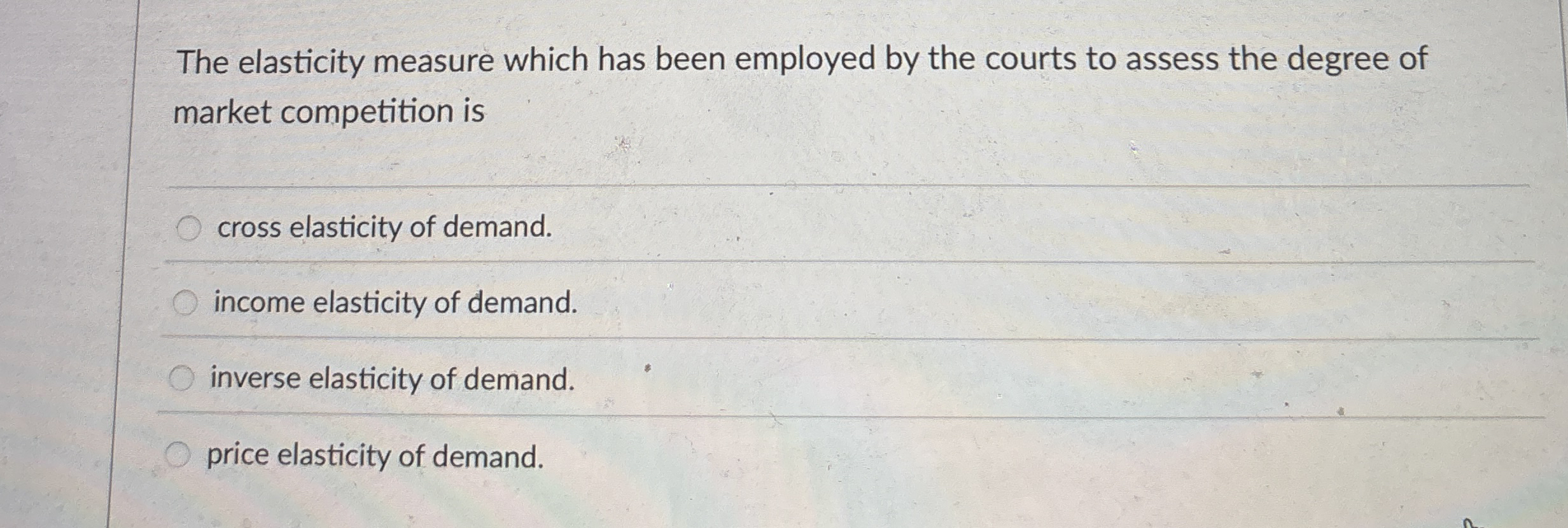 Solved The elasticity measure which has been employed by the | Chegg.com