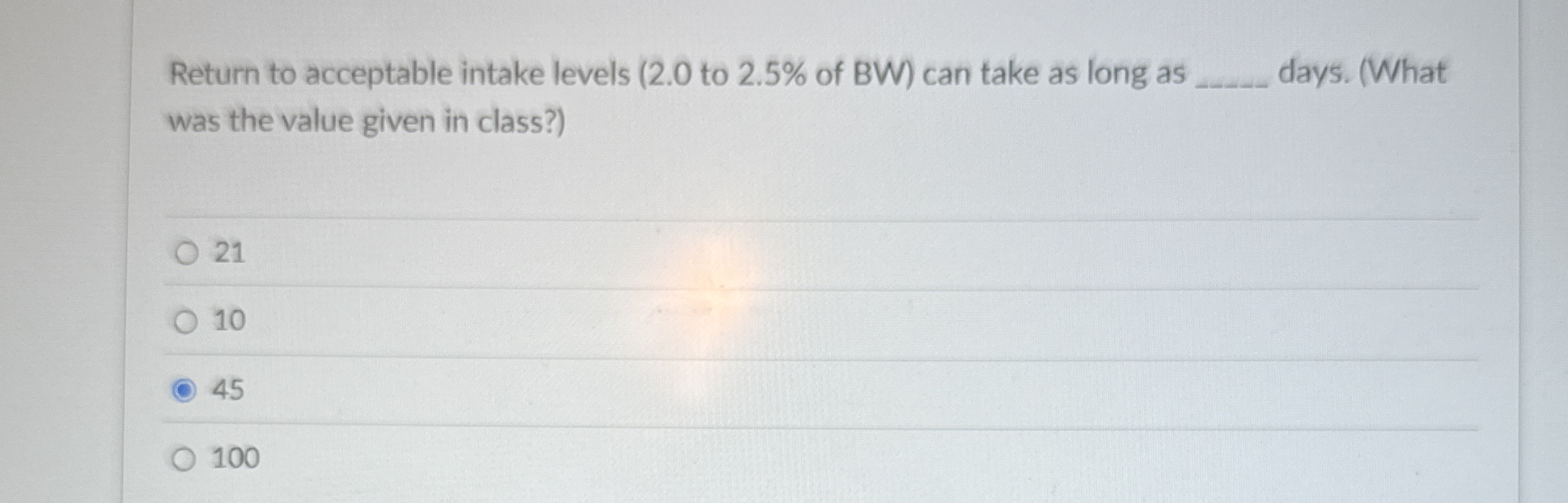 High Quality SOLUTION Return to acceptable intake levels ( 2.0 ﻿to 2.5% ...