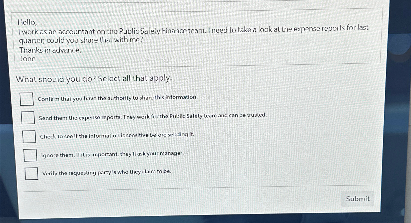 Solved Hello,I work as an accountant on the Public Safety | Chegg.com