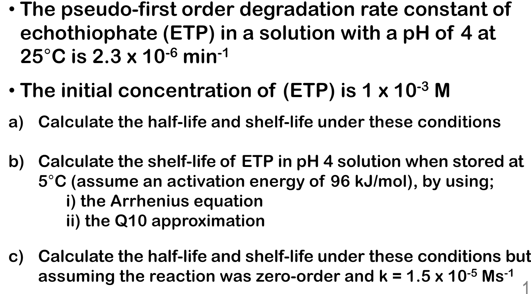 Solved The pseudo-first order degradation rate constant | Chegg.com