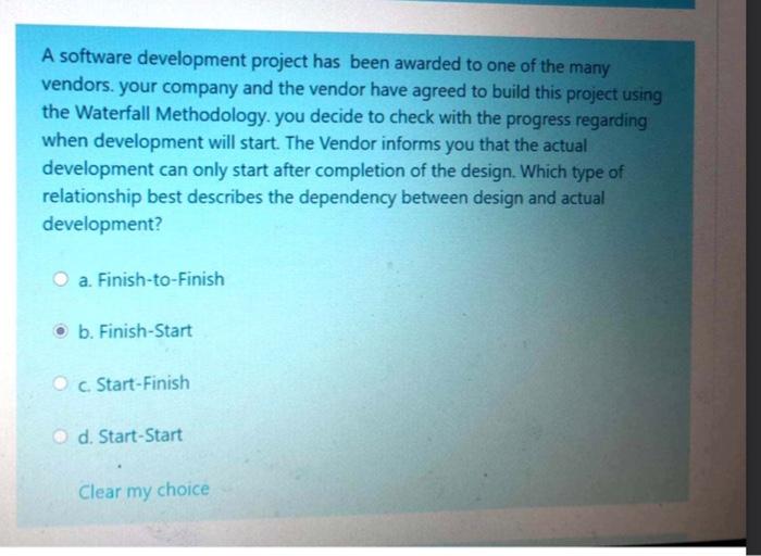 Solved A software development project has been awarded to | Chegg.com