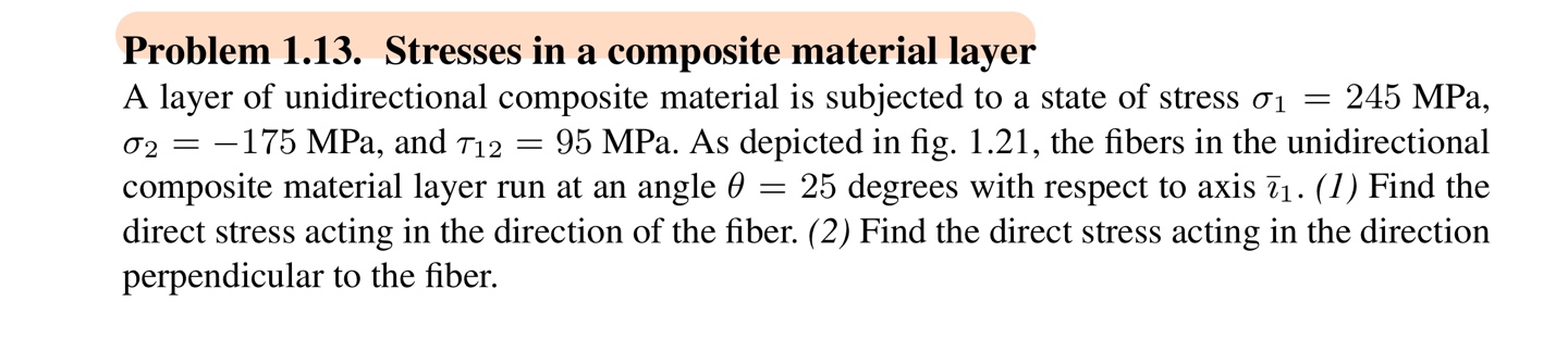 Solved Problem 1.13. ﻿Stresses in a composite material | Chegg.com