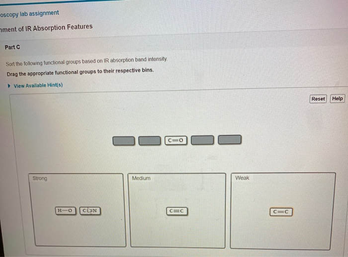 Solved oscopy lab assignment iment of IR Absorption Features | Chegg.com