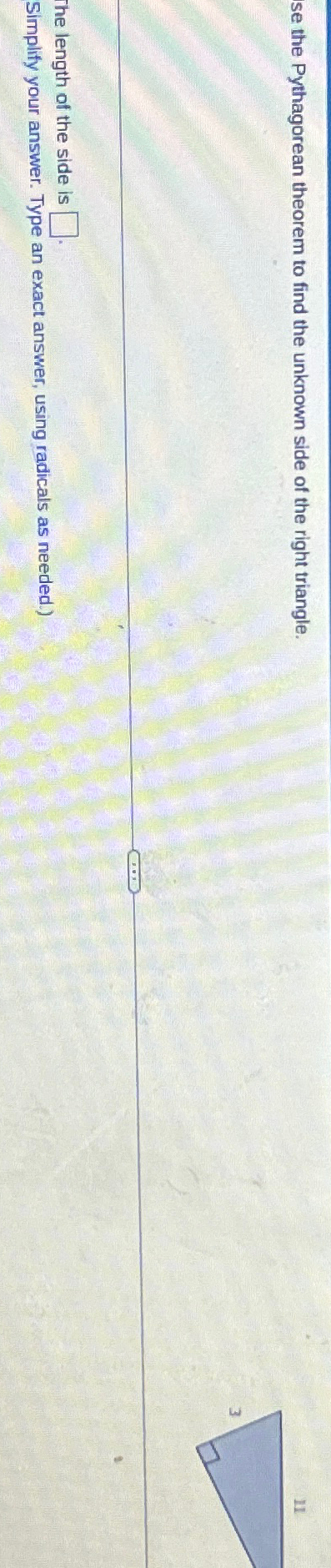 Solved se the Pythagorean theorem to find the unknown side | Chegg.com