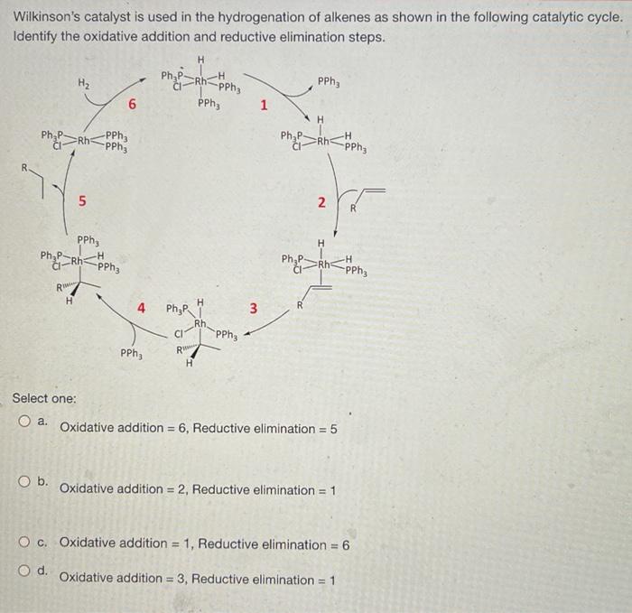 Solved Wilkinson's catalyst is used in the hydrogenation of | Chegg.com