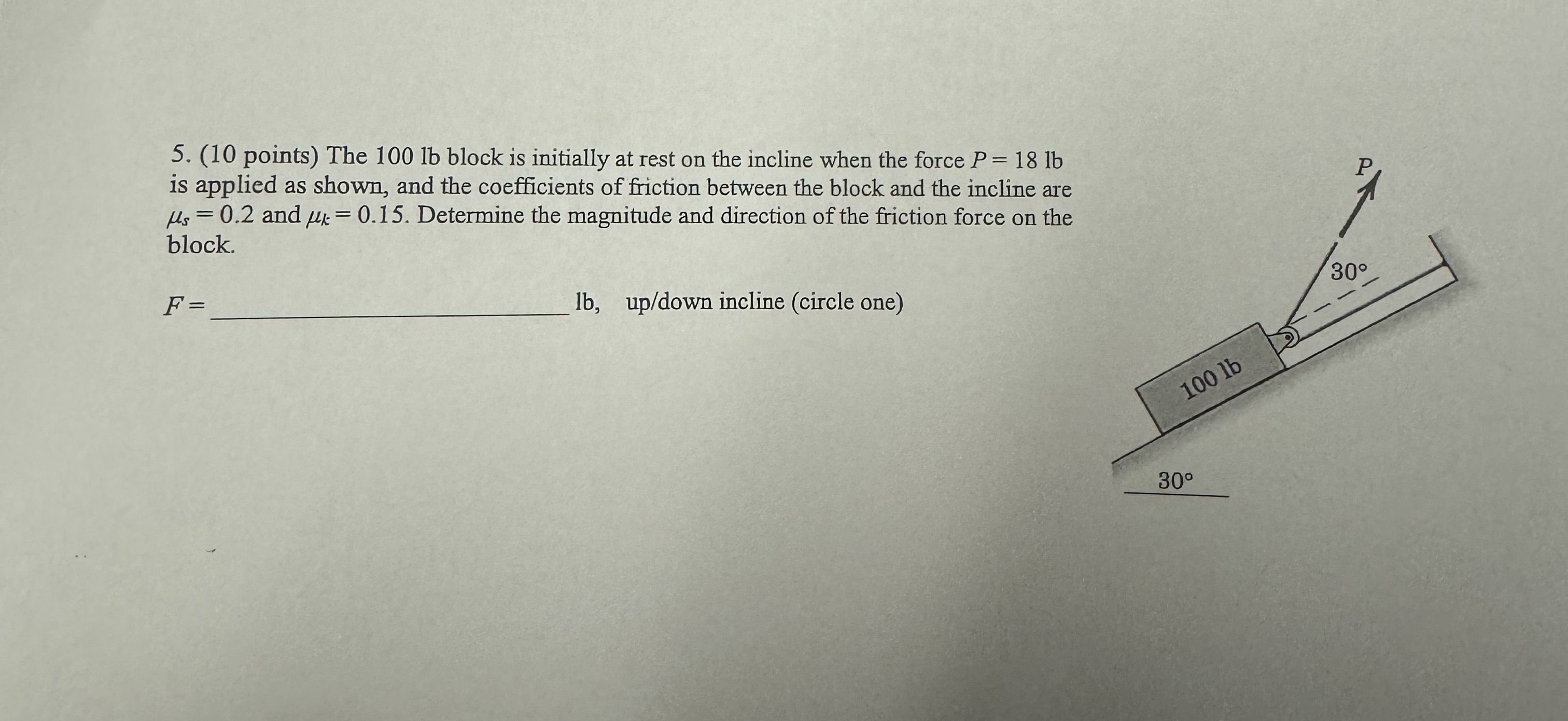 Solved (10 ﻿points) ﻿The 100 ﻿lb block is initially at rest | Chegg.com