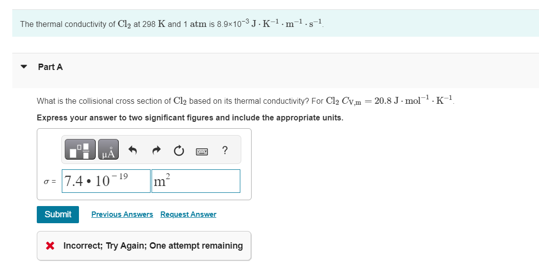 Solved I need help calculating the collisional cross section | Chegg.com