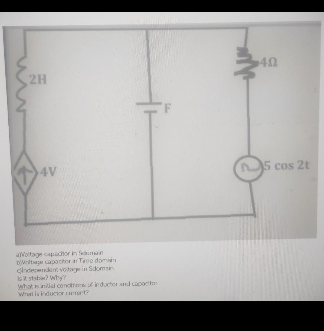 Solved 422 2H 41 5 cos 20 a) Voltage capacitor in Sdomain | Chegg.com