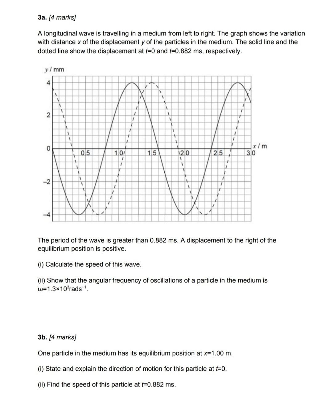 Solved 3a. [4 marks] A longitudinal wave is travelling in a | Chegg.com