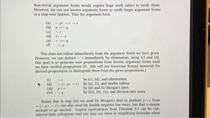 Solved Non-trivial argument forms would require huge truth | Chegg.com